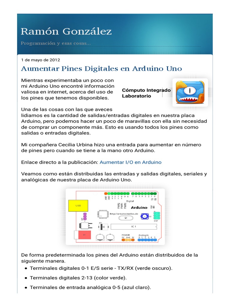 Ampliar Pines Digitales en Arduino Uno | PDF | Arduino | Ciencias de la ...