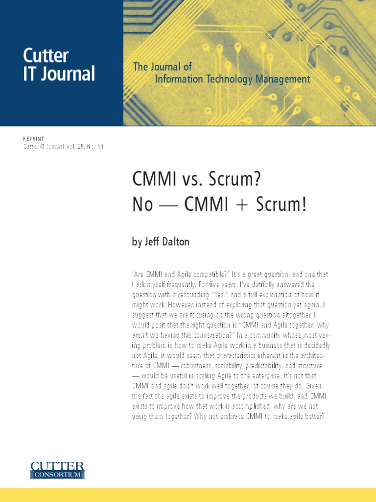 Cutter IT Journal: CMMI vs. Scrum? No - CMMI + Scrum! | PDF | Agile ...
