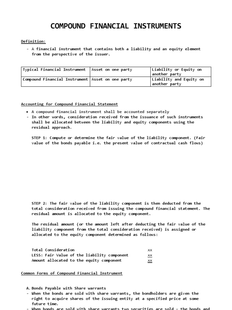 Compound Financial Instruments Pas 32 Pfrs 9 | PDF | Bonds (Finance ...