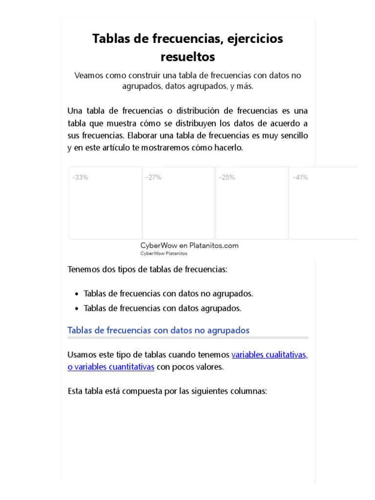 Tablas de Frecuencias, Ejercicios Resueltos - Matemóvil | PDF | Muestreo (Estadísticas)