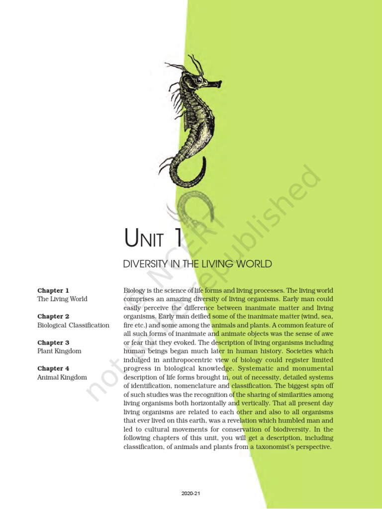 Class 11 Biology NCERT Textbook Chapter 1 The Living World | PDF ...