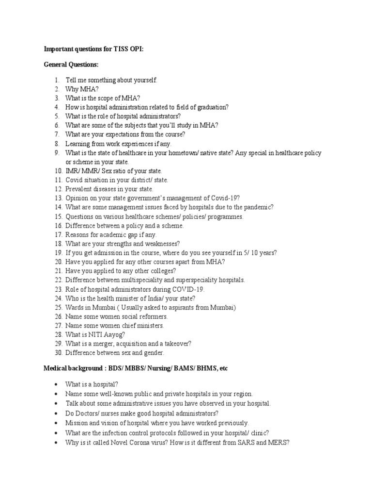 Important Questions For OPI | PDF | Electronic Health Record | Health Care