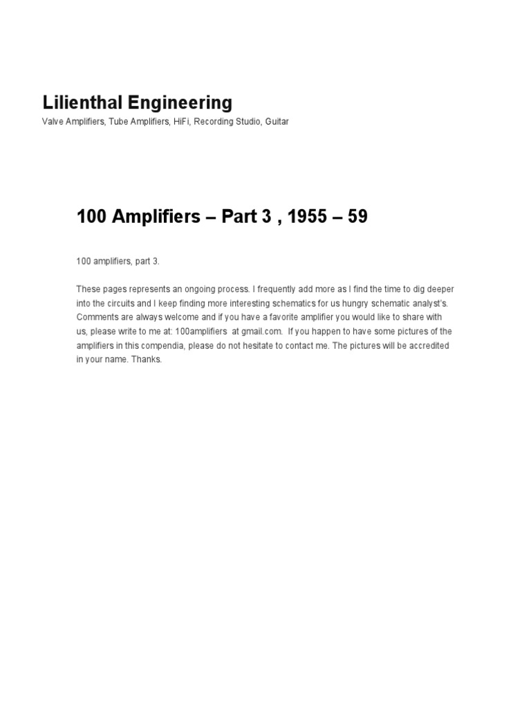 100 Amplifiers: Insights and Schematics | PDF | Rectifier | Vacuum Tube