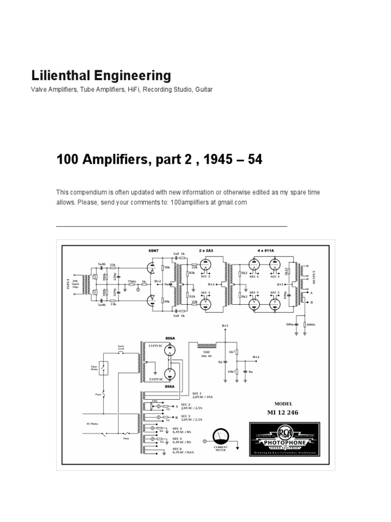 100 Amplifiers, Part 2, 1945 - 54 - Lilienthal Engineering | PDF ...