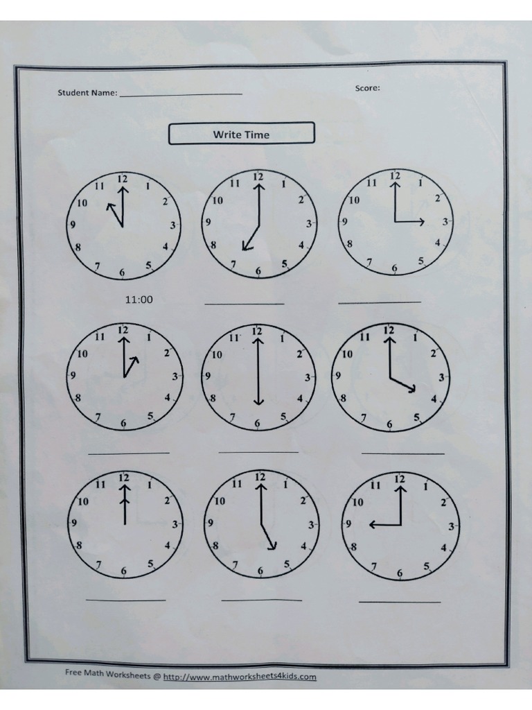 Time Worksheet Grade 3 | PDF