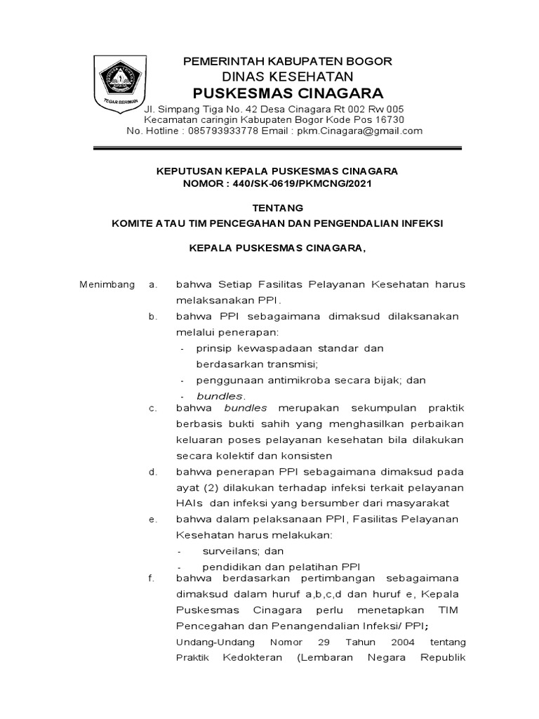 "Tim PPI Puskesmas Cinagara" | PDF