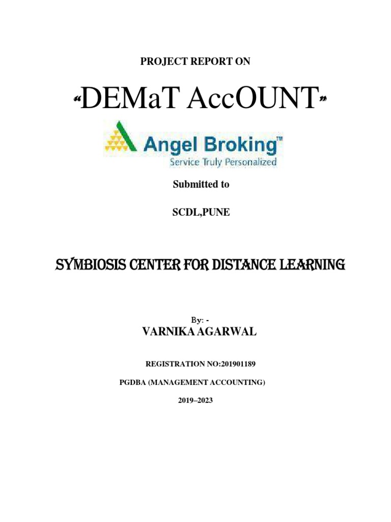 Project Report On Demat Account | PDF | Clearing (Finance) | Stocks
