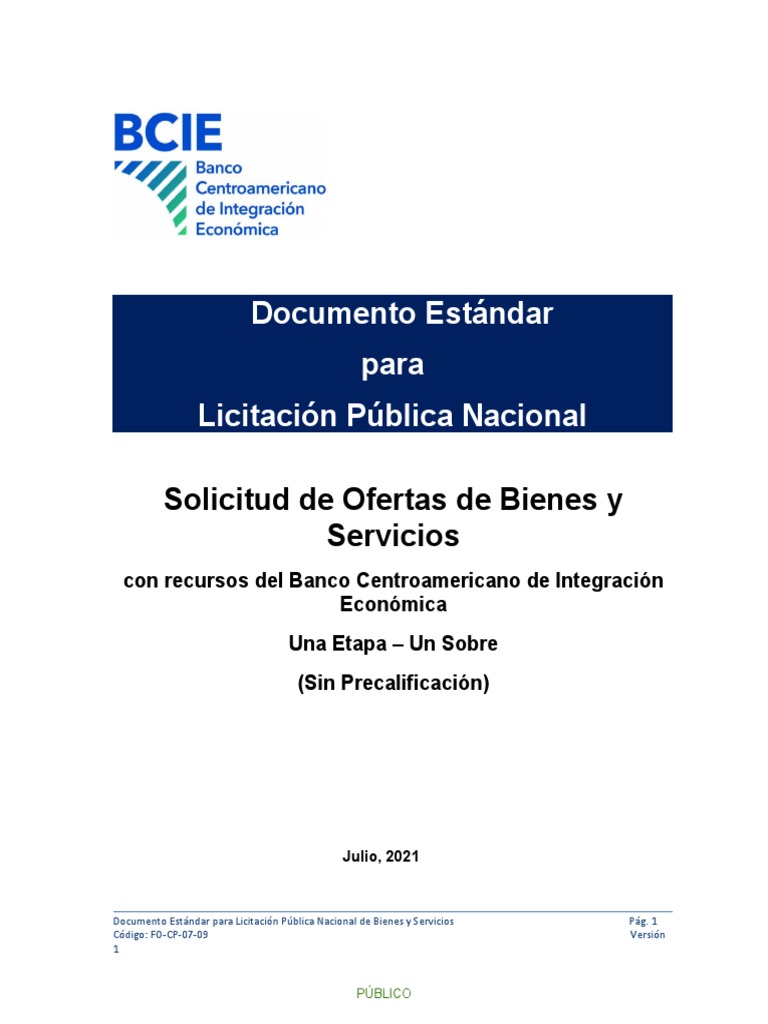 Documento Estandar para Licitacion Publica Nacional de Bienes y ...