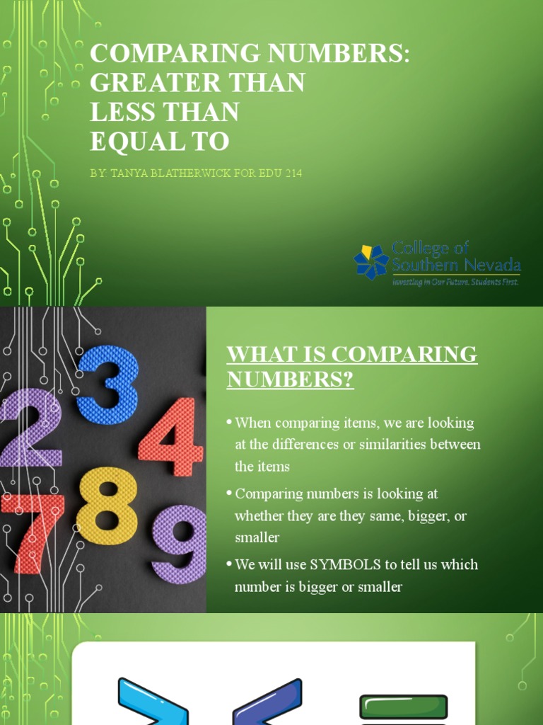 Edu 214 Comparing Numbers Presentation | PDF