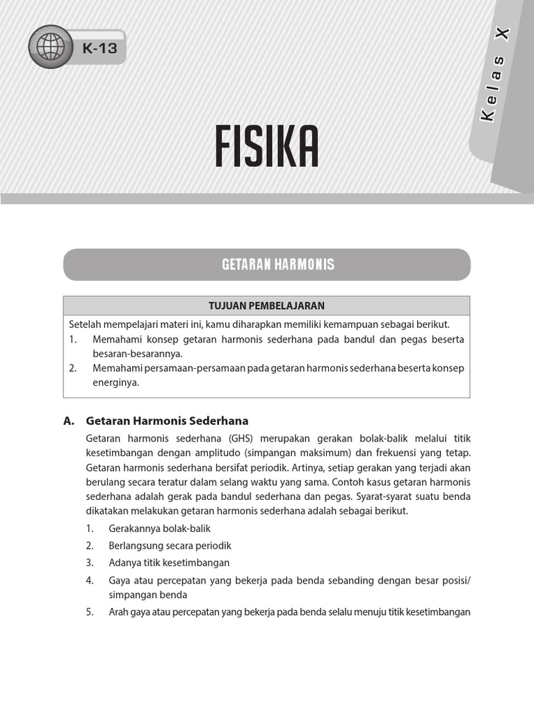 Getaran Harmonis Kelas 10 | PDF
