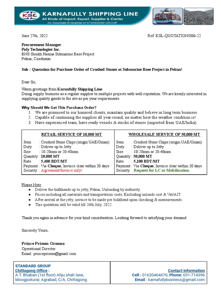 Quotation For Stones - PEKUA | PDF | Invoice | Cheque