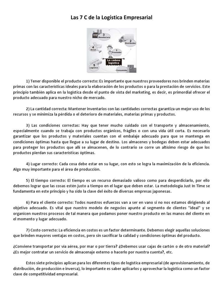 Las 7 C de la logística empresarial: disponibilidad, cantidad ...