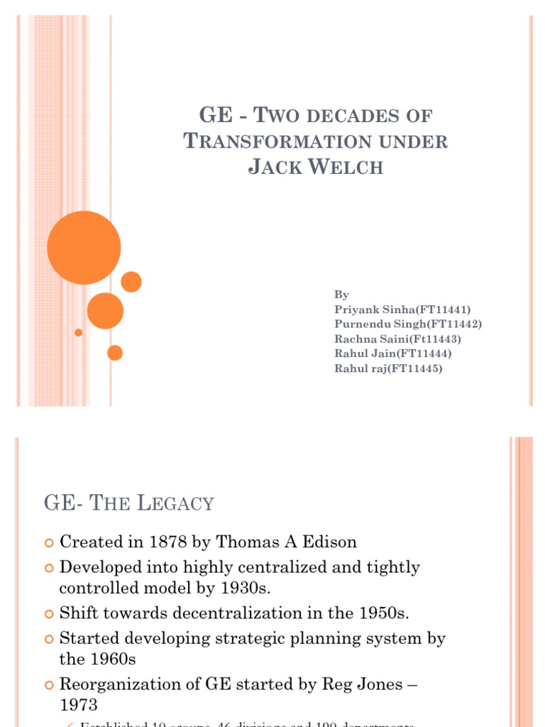 GE - Two Decades of Transformation Under Jack Welch | PDF | Career ...
