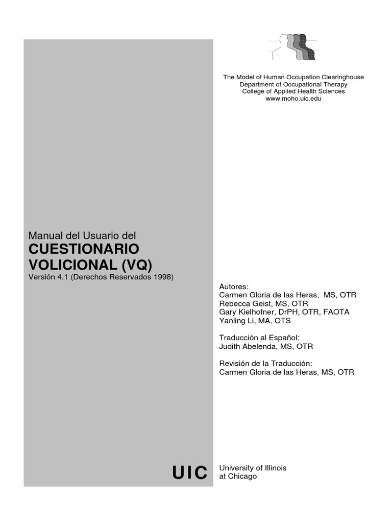 Cuestionario Volicional VQ | PDF