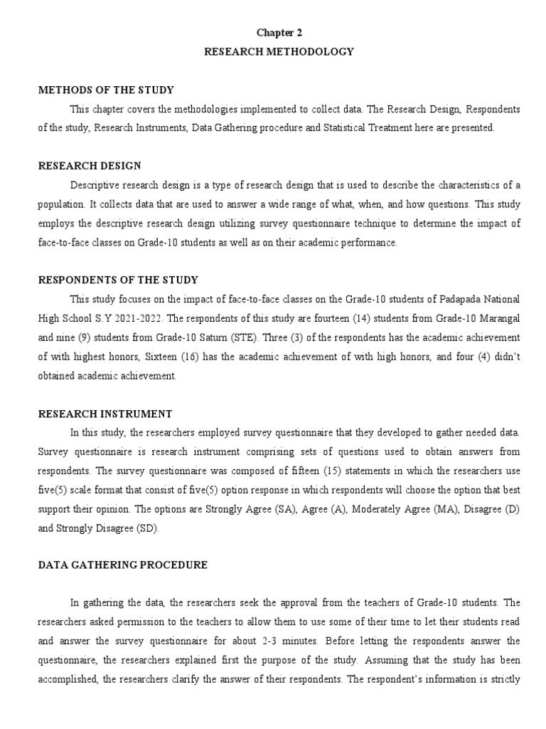 Research Methodology Methods of The Study | PDF | Survey Methodology ...