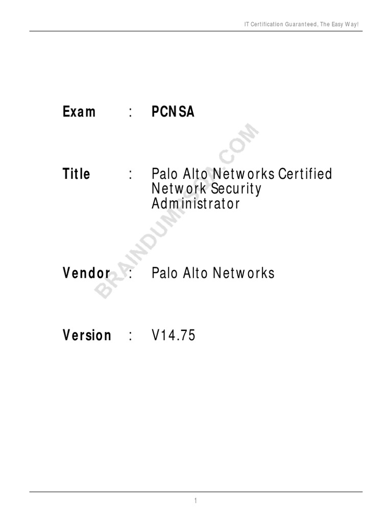 Exam Pcnsa: IT Certification Guaranteed, The Easy Way! | PDF | Computer ...