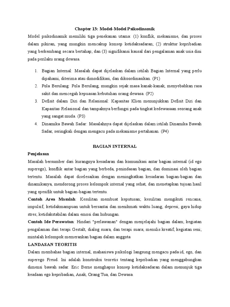 Chapter 13 - Model-Model Psikodinamik | PDF