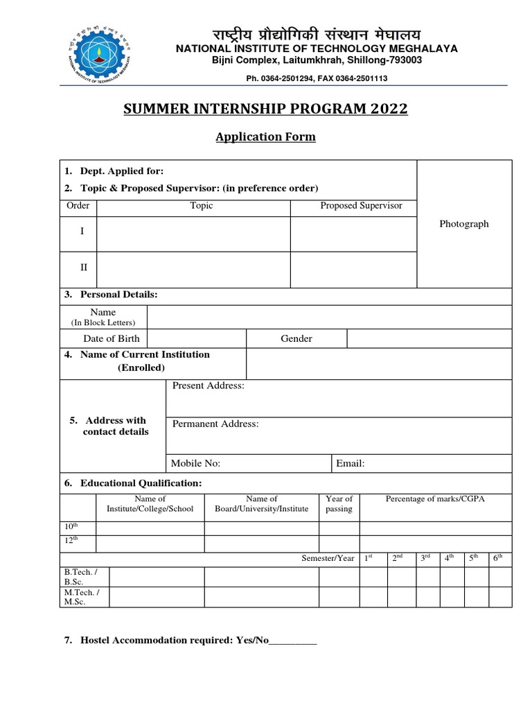 2-Application-Form-Summer-Internship-2020 (2) | PDF