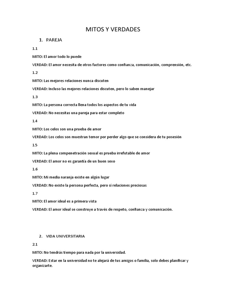 Mitos Y Verdades Pdf Las Emociones Ansiedad