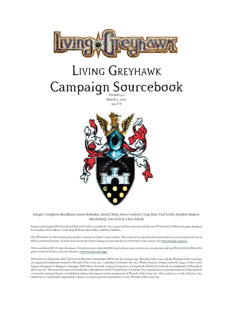 Living Greyhawk Campaign Sourcebook | PDF | Dungeons & Dragons | D20 System