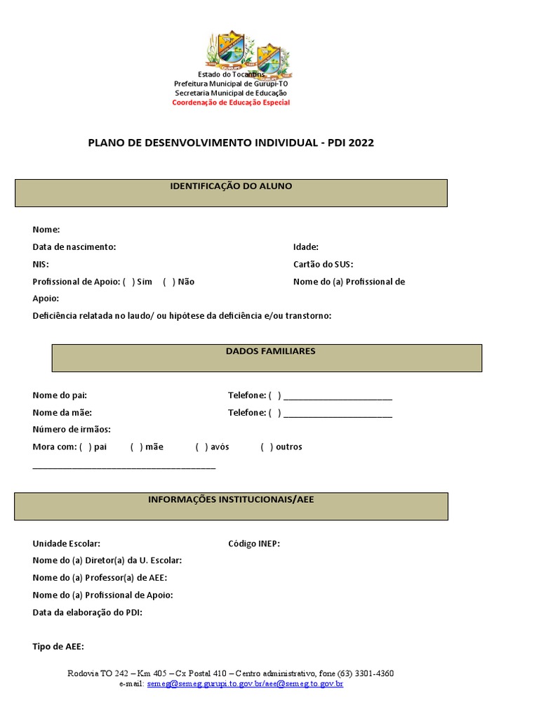 MODELO DE PDI REVISADO Jan.2022 | PDF | Educação Especial | Cognição