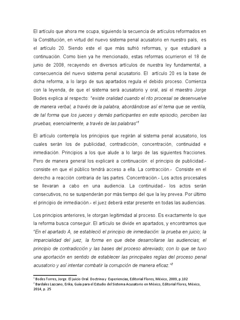 Análisis del Artículo 20 Constitucional | PDF | Derecho penal | Debido ...