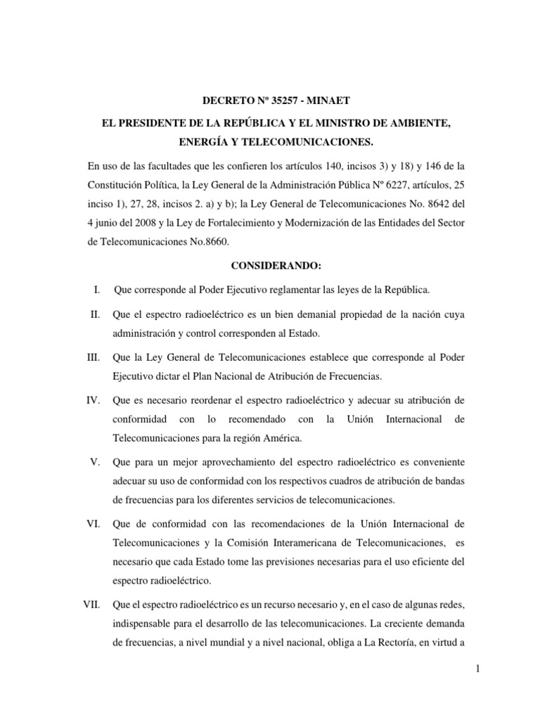 PNAF CON REFORMA 2021 Decreto 42924-MICITT | PDF | Radio | Frecuencia ...