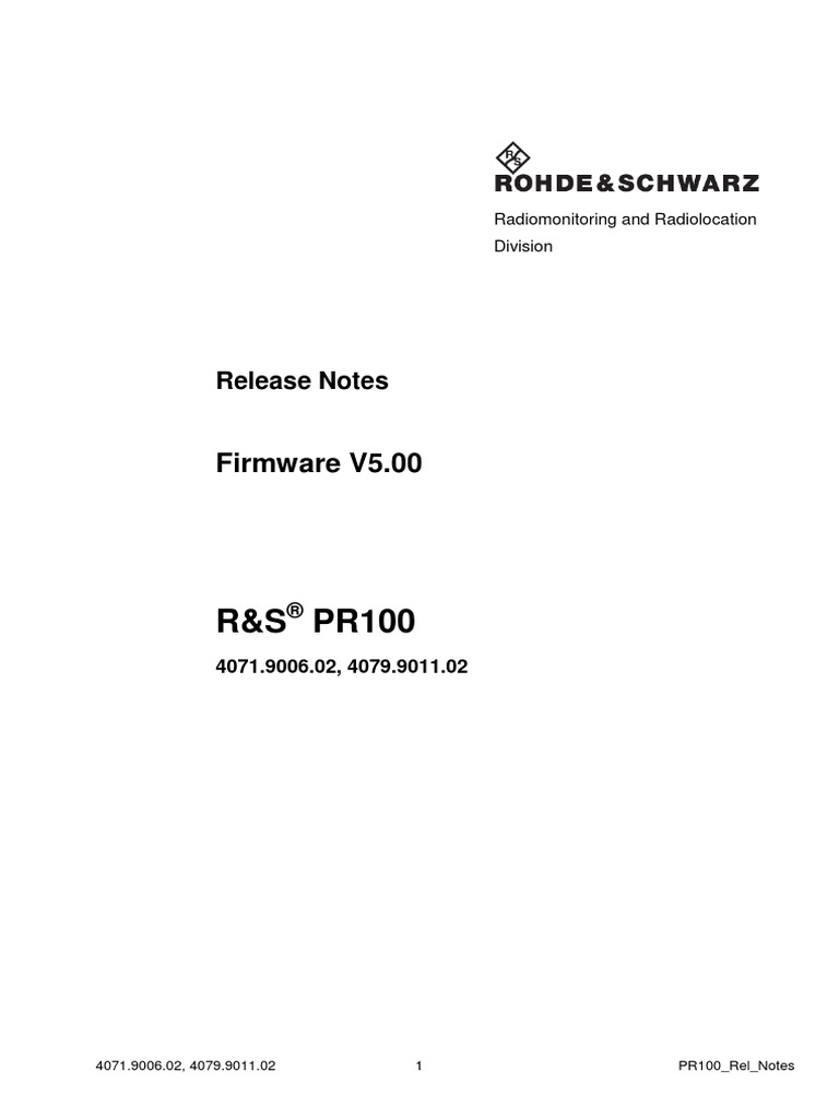 ReleaseNotes PR100 FW V5 - 00 | PDF | Ip Address | Port (Computer ...
