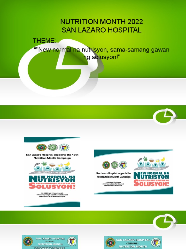 Nutrition Month 2022 San Lazaro Hospital: Theme: ""New Normal Na ...
