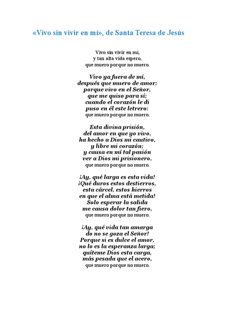 Vivo Sin Vivir en Mí | PDF