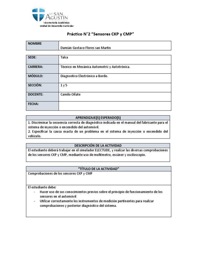 Práctico N°2 Sensores CKP y CMP | PDF | Sensor