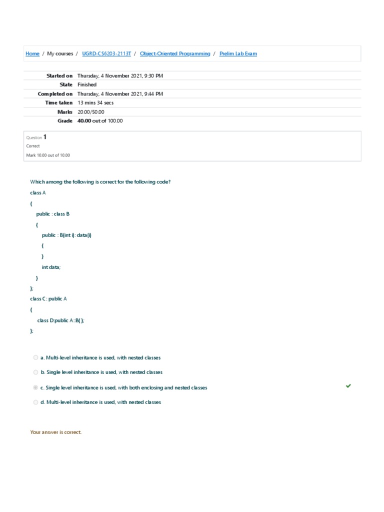 Term 3 OOP Prelim Lab Exam - Attempt Review1 | PDF | Class (Computer Programming) | Programming