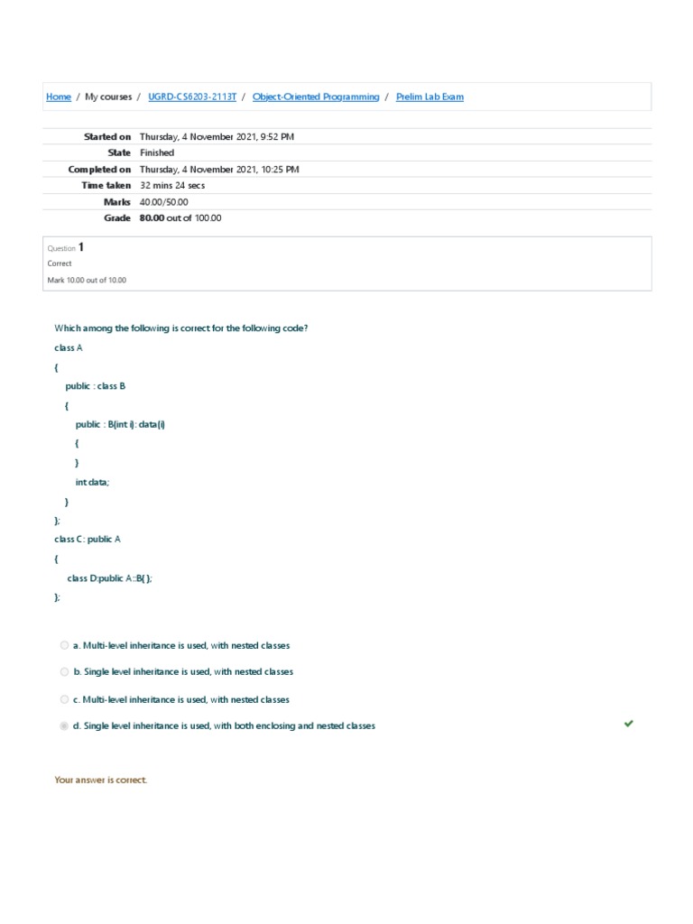 Term 3 Oop Prelim Lab Exam Attempt Review2 Pdf Class Computer Programming Constructor