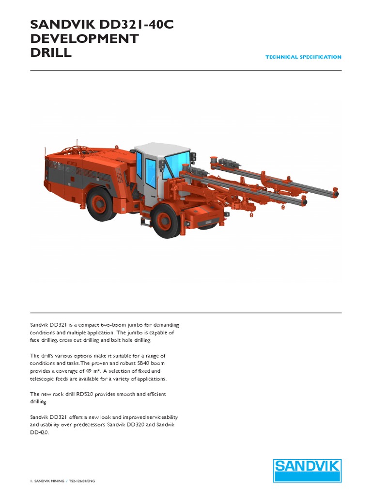 SANDVIK DD321-40C Development Drill: Technical Specification | PDF ...