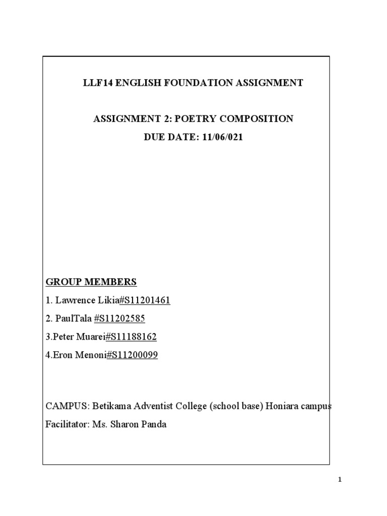 s11201461 - Lawrence Likia - LLF14 ENGLISH FOUNDATION ASSIGNMENT | PDF | Oceans | Earth