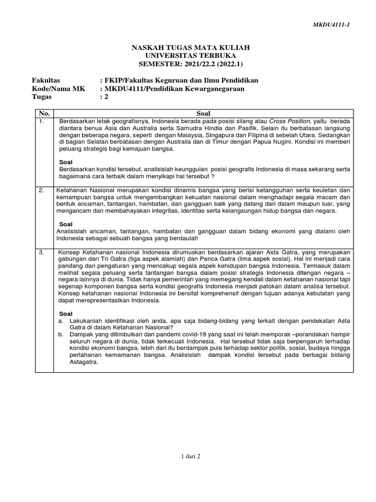 Soal TMK | PDF | Ilmu Sosial