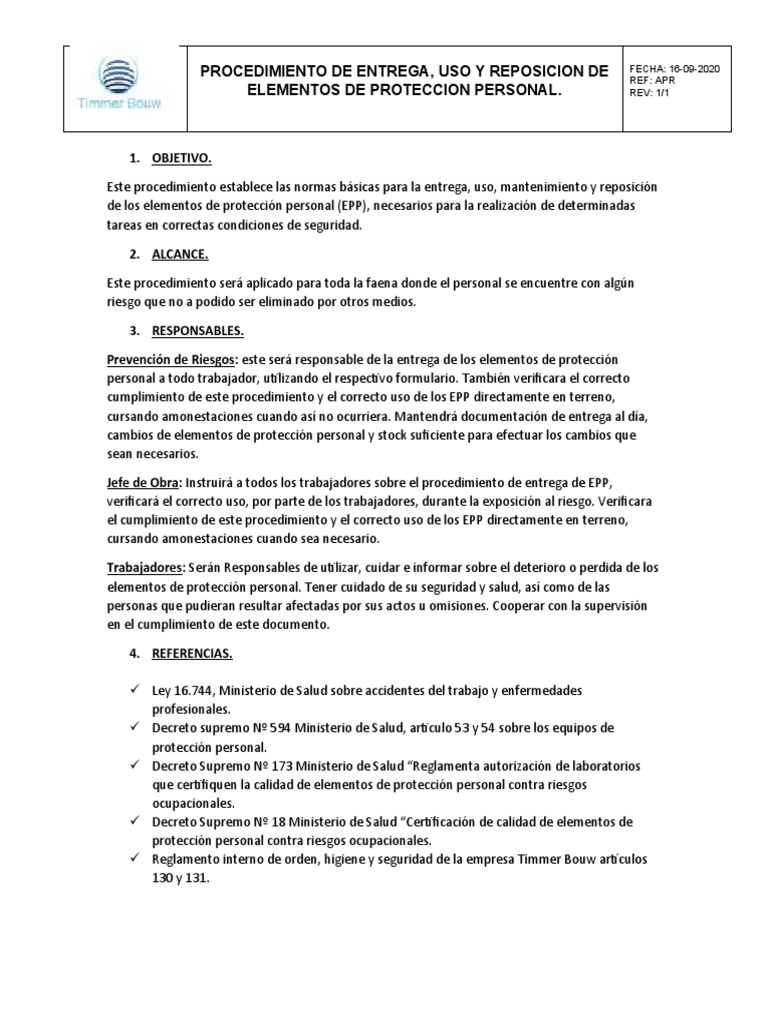 Protocolo de Uso de Epp | PDF | Riesgo | Ciencias de la Salud