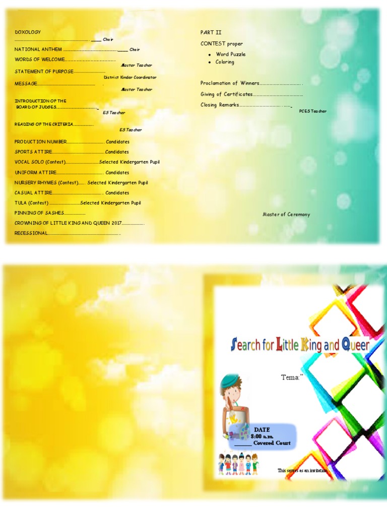 Sample Program For Littke King and Queen | PDF