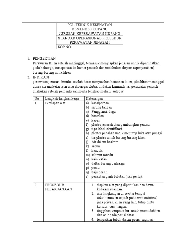 Spo Perawatan Jenasah-1 | PDF | Sains & Matematika