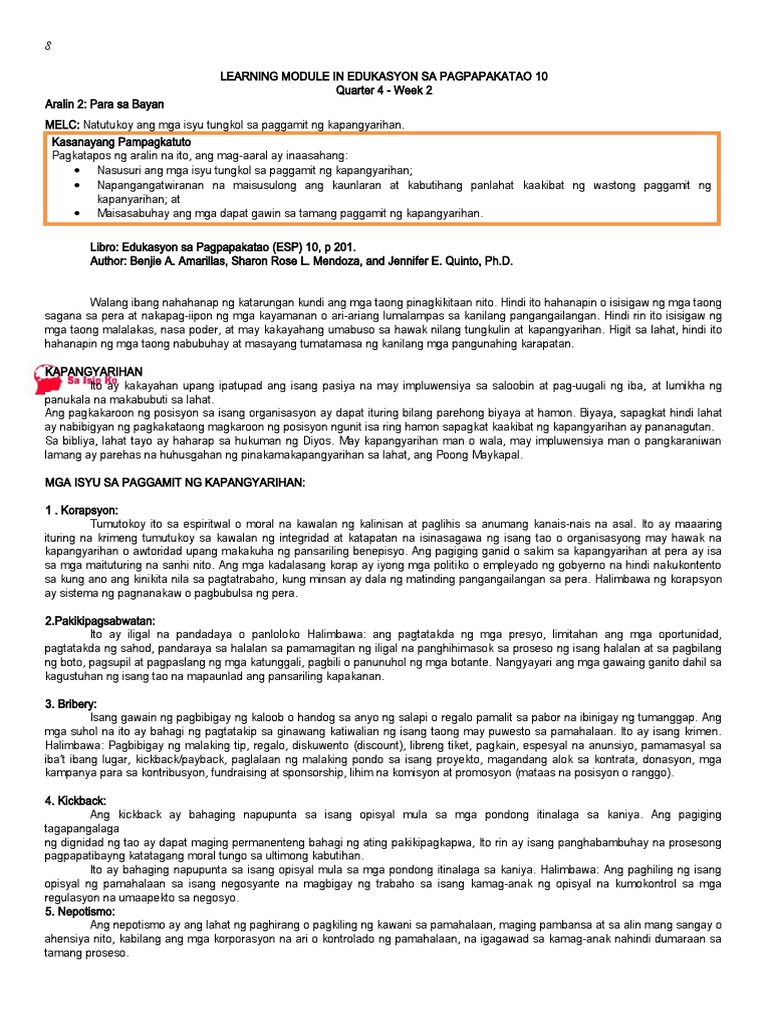 Esp 10 - Q4 - W2 | PDF