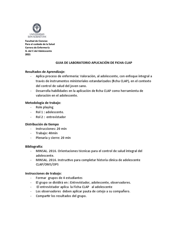 Guia 3. Ficha CLAP | PDF | Evaluación | Cognición