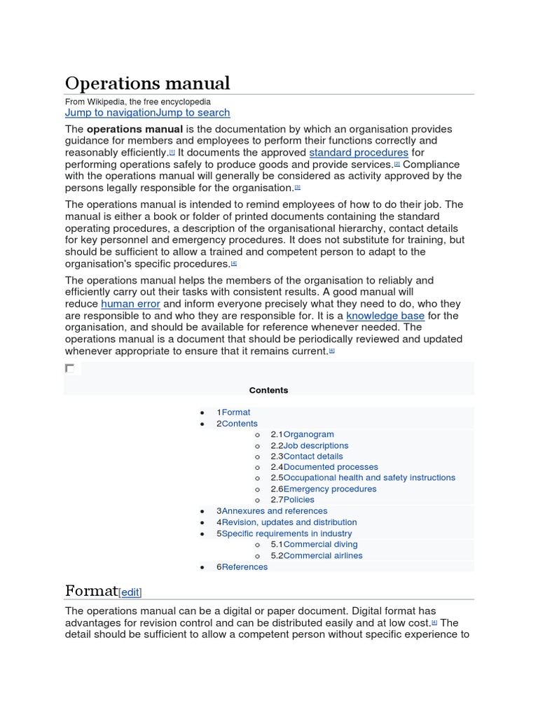 Operations Manual | PDF