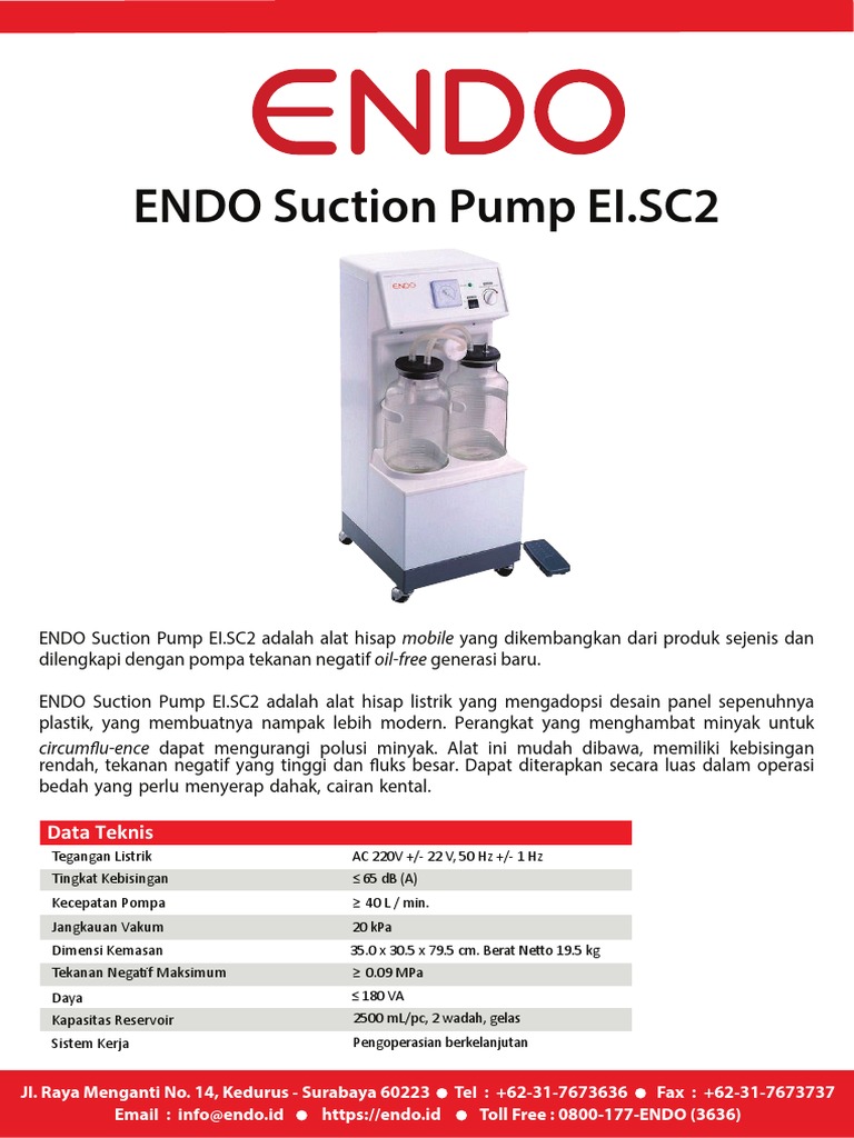 ENDO Suction Pump EI.SC2 Oil-Free High Vacuum | PDF