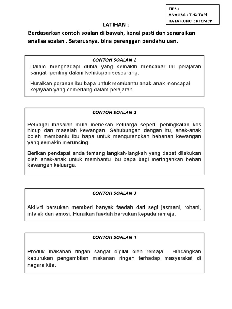 LATIHAN Membina Perenggan Pendahuluan | PDF