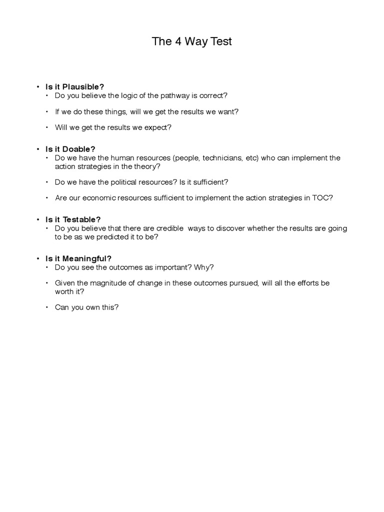 The 4 Way Test TOC | PDF