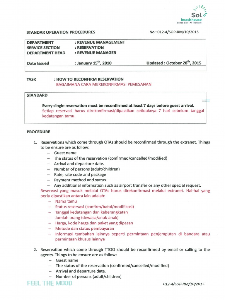 SOP 4 - How To Reconfirm Reservation | PDF