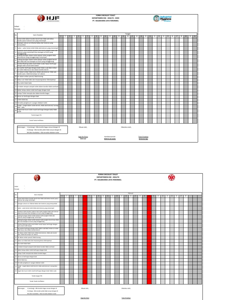 TOILET INSPEKSI FORM | PDF