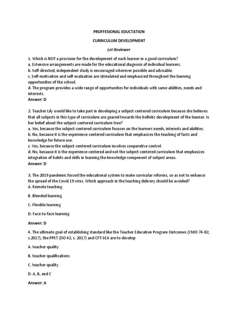 Curriculum Development Let Reviewer | PDF | Teaching Method | Learning ...