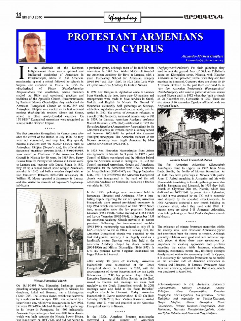 Armenian Protestant History in Cyprus | PDF | Western Christianity ...