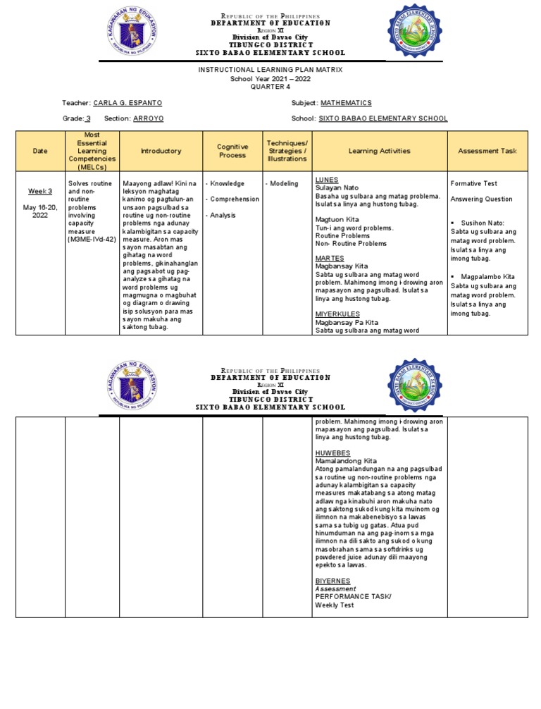 Ilp-Math 3 Q4 Week 3 | PDF